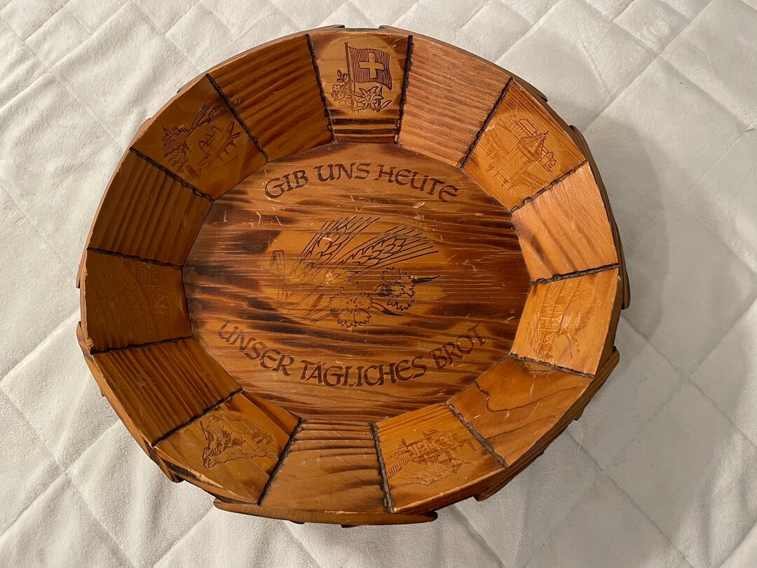 Vintage Swiss Souvenir Wooden Bowl. Handcrafted Wooden Bowl. Fruit Bowl ...