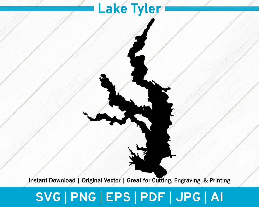 Lake Tyler Texas Silhouette Vector Map Outline Cut, Engrave, or Print ...