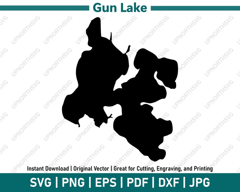 Gun Lake Michigan Silhouette Map SVG Vector Graphic File Shape Outline ...