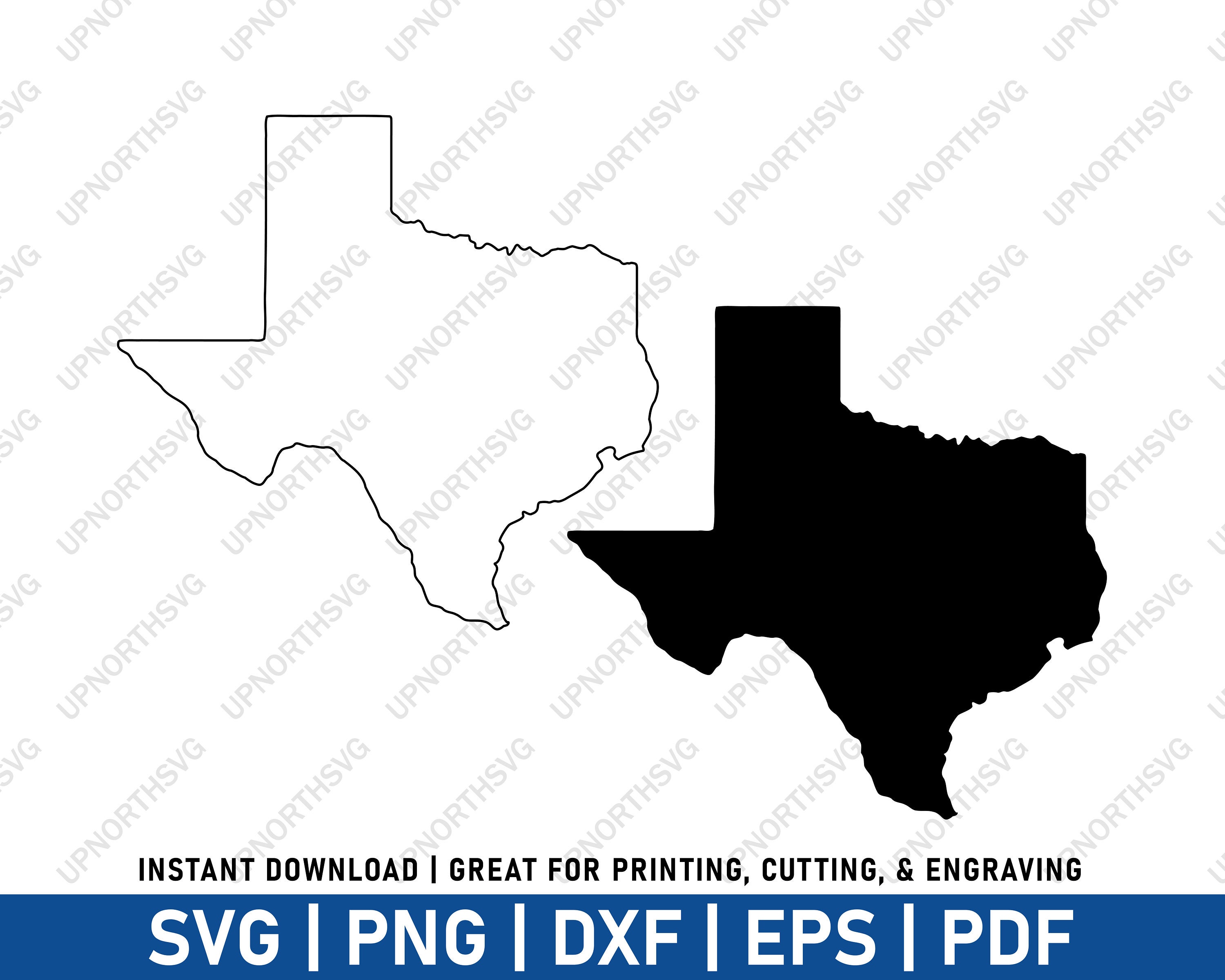 Texas Outline & Silhouette Shape SVG File Simple TX Vector Map USA ...