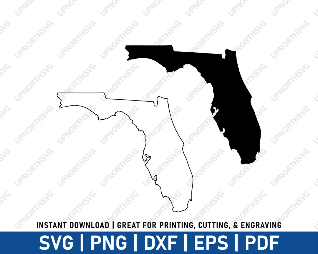 Florida Outline & Silhouette Shape SVG File | Simple FL Vector Map ...