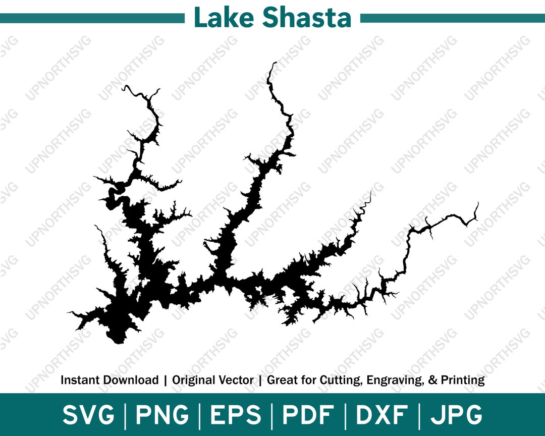 Lake Shasta California Silhouette Map | SVG Vector Graphic File | Shape ...