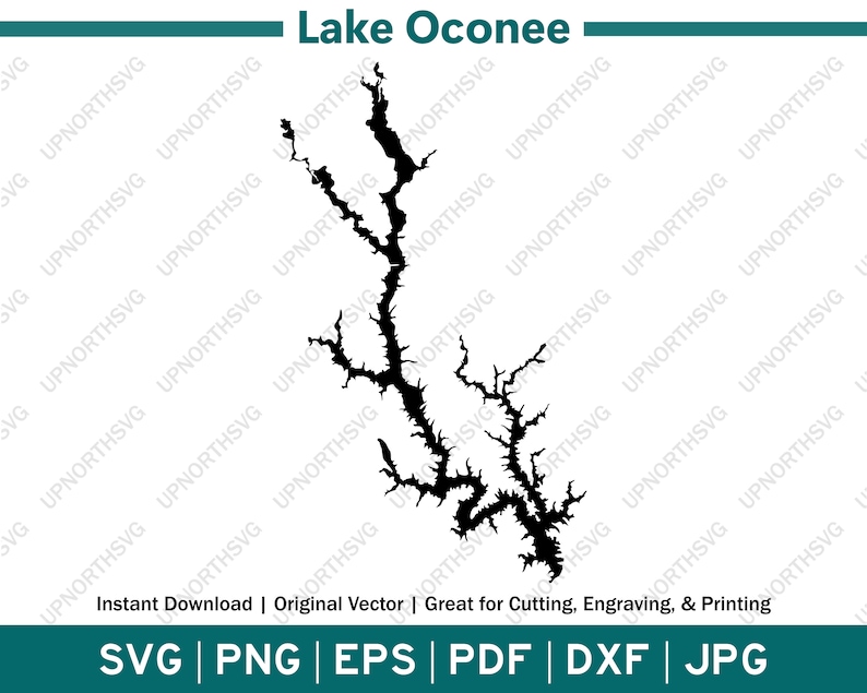 Lake Oconee Georgia Silhouette Map SVG Vector Graphic File Shape ...