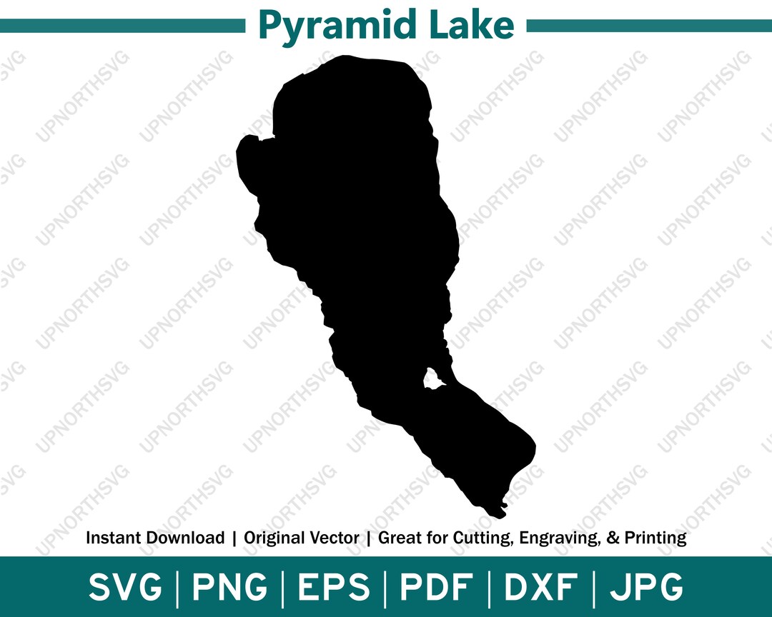 Pyramid Lake Nevada Map Silhouette | Vector Map Outline | Cut, Engrave ...