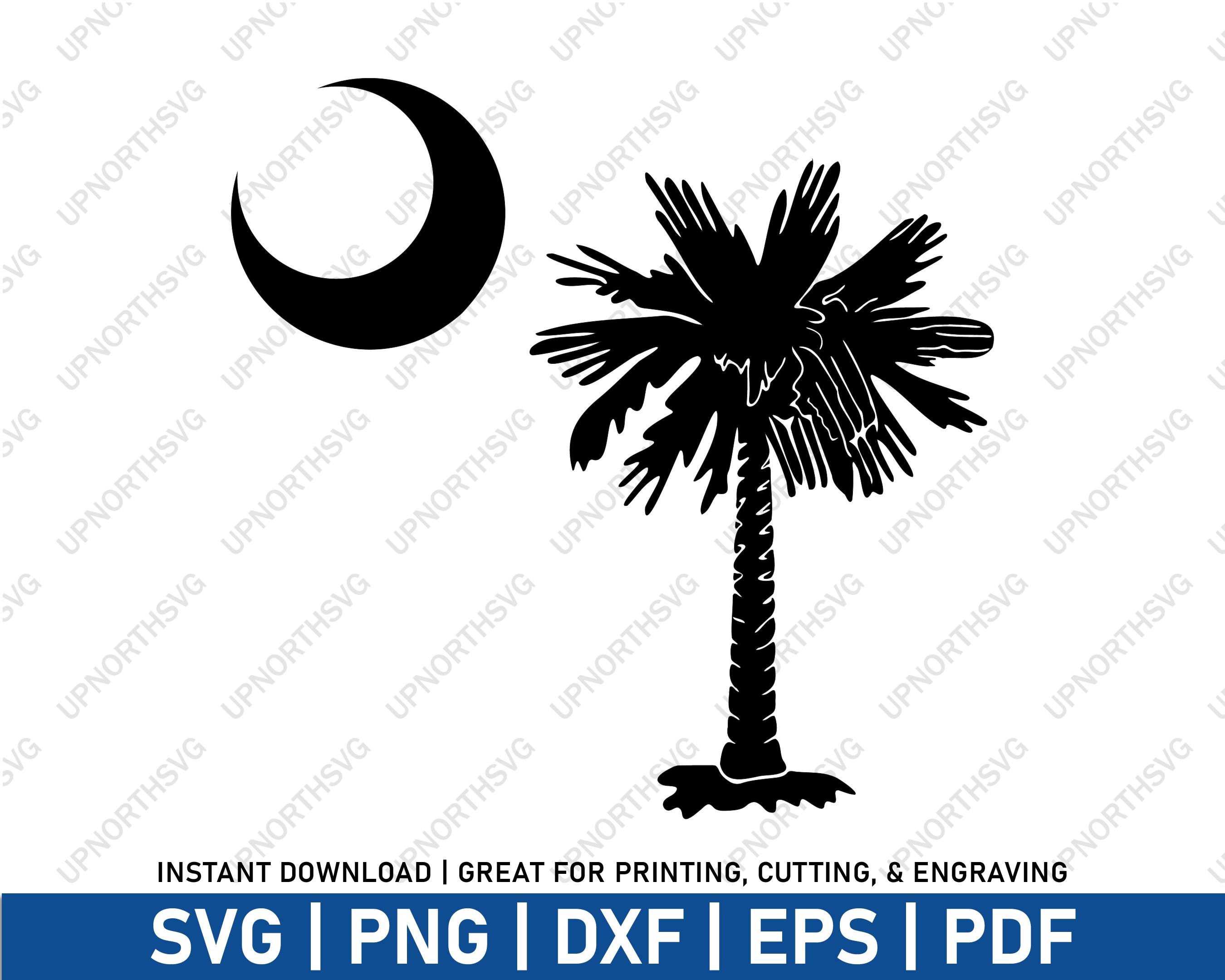 South Carolina State Flag Palmetto Tree & Moon | SC Flag Palm Tree ...