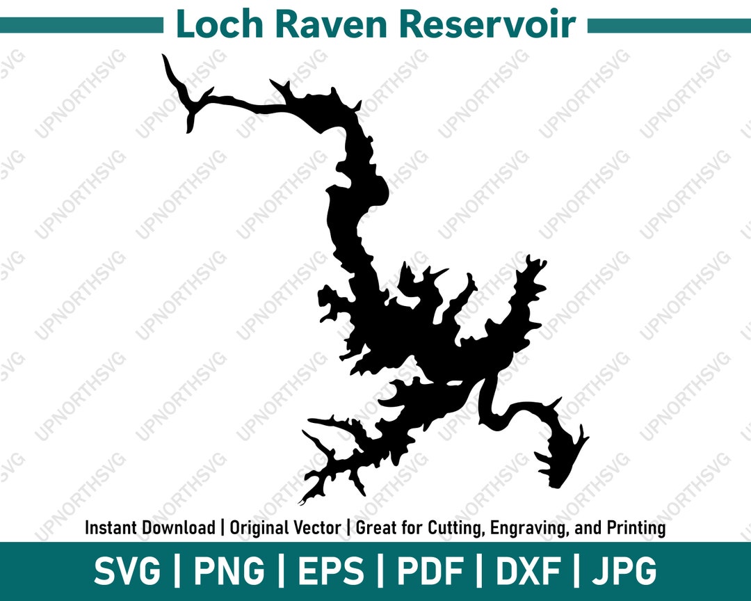 Loch Raven Reservoir Maryland Map Silhouette | Vector Map Outline | Cut ...