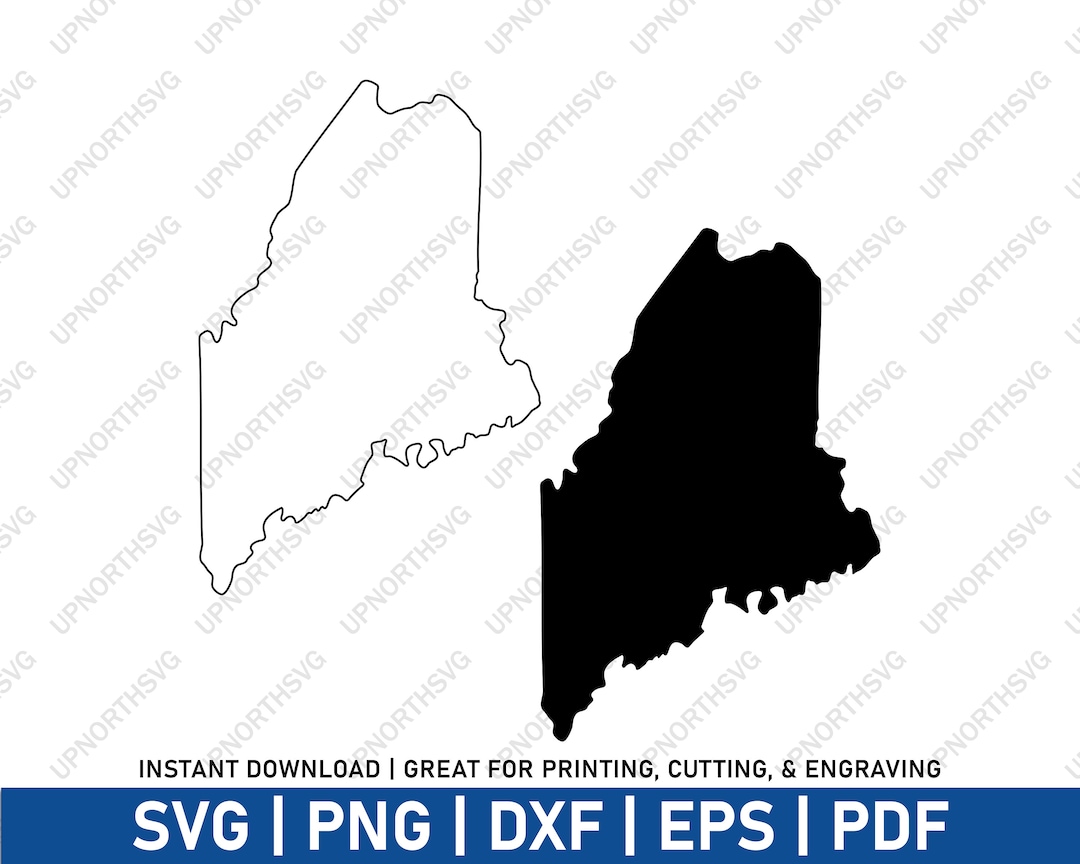 Maine Outline & Silhouette Shape SVG File | Simple ME Vector Map | USA ...