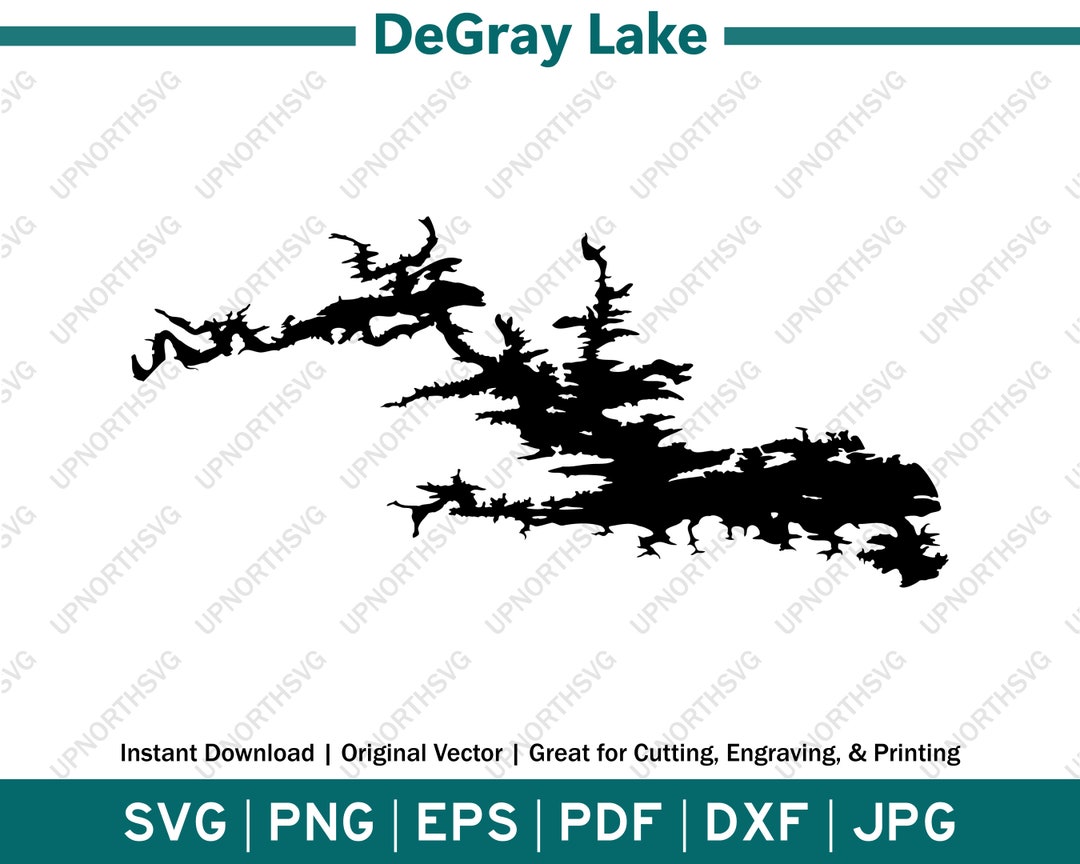 Degray Lake Lake Arkansas AR Map Silhouette | Vector Map Outline | Cut ...
