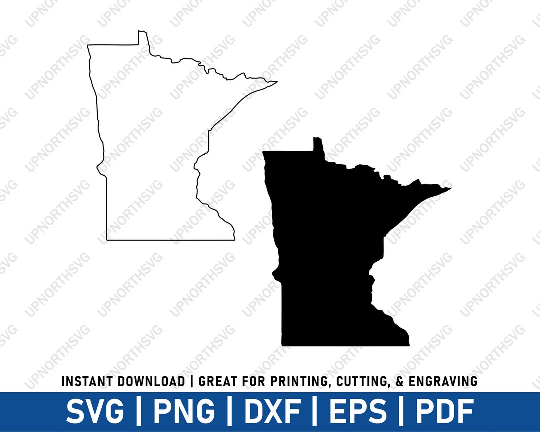 Minnesota Outline & Silhouette Shape SVG File | MN Vector Map | USA ...