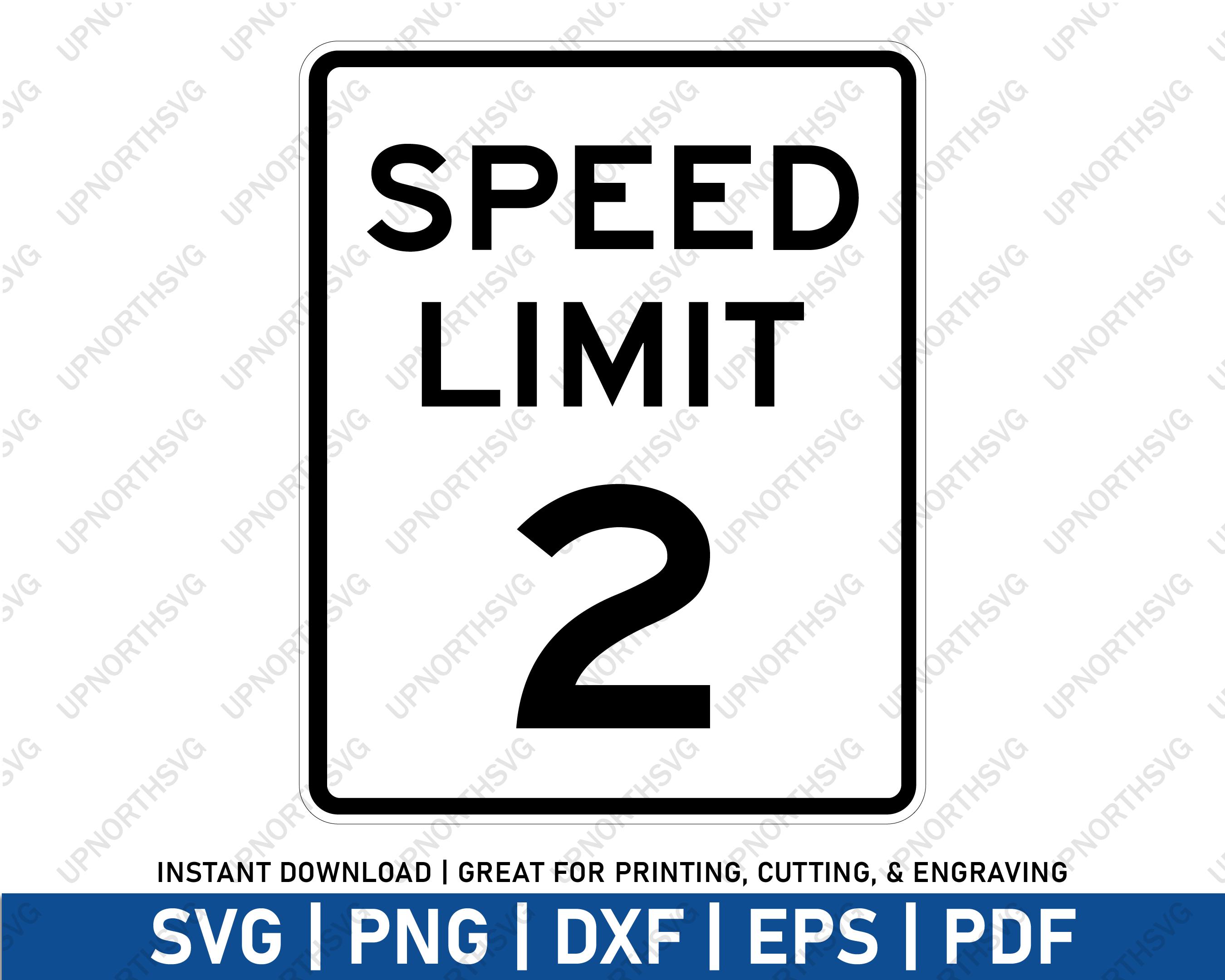 Speed Limit 2 MPH Sign | Vector Graphic Logo Image | Silhouette Road ...