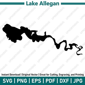 Lake Allegan Michigan Silhouette Map | SVG Vector Graphic File | Shape ...