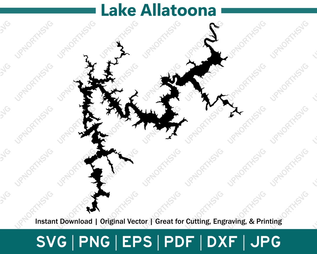 Lake Allatoona Georgia Silhouette Map | SVG Vector Graphic File | Shape ...