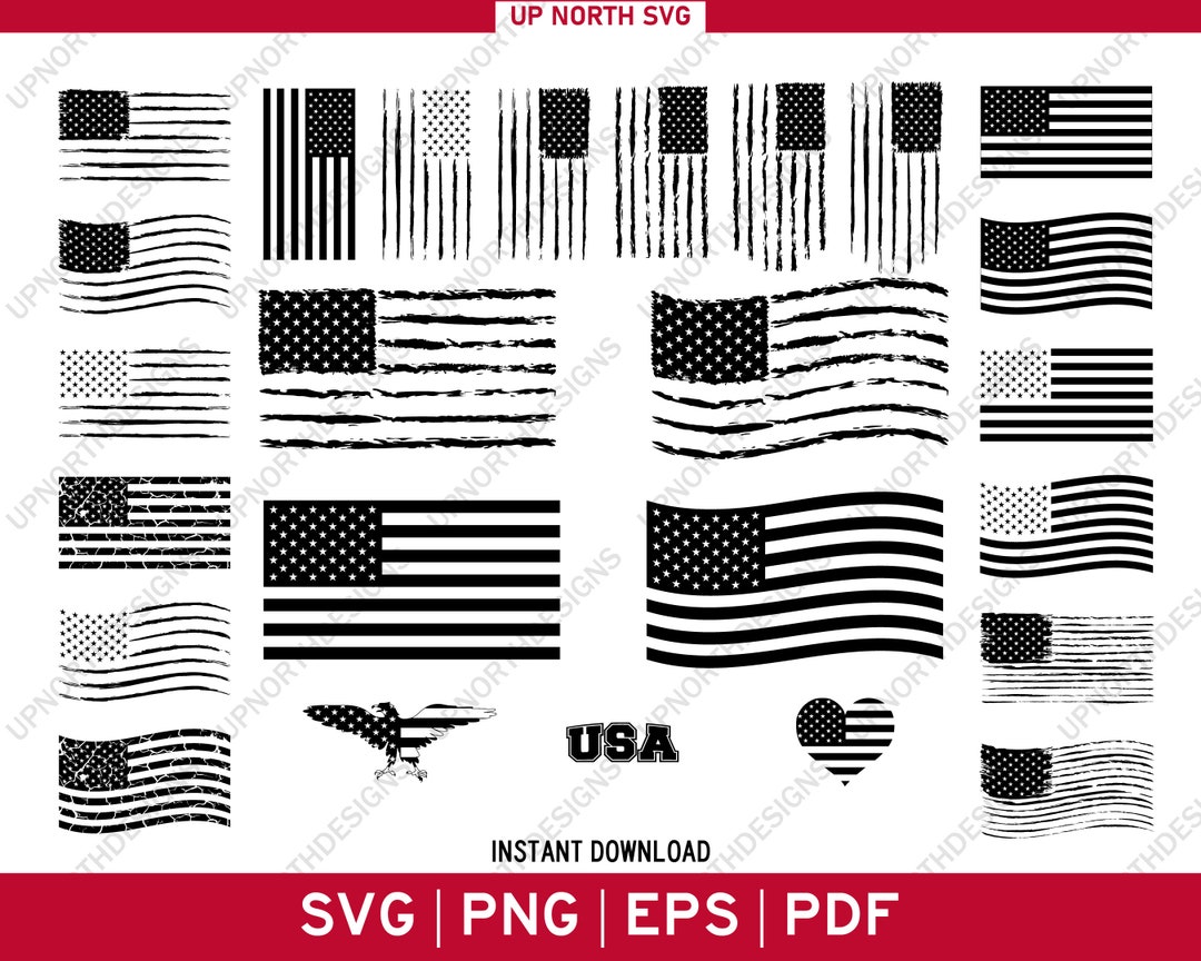 American Flag SVG Bundle | Distressed US Flag | United States of ...