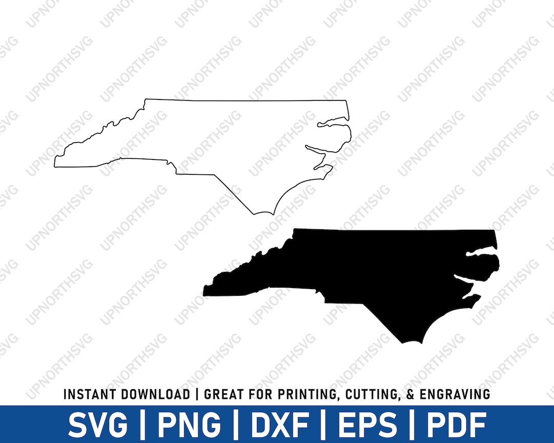 North Carolina Outline & Silhouette Shape SVG File | Simple NC Vector ...