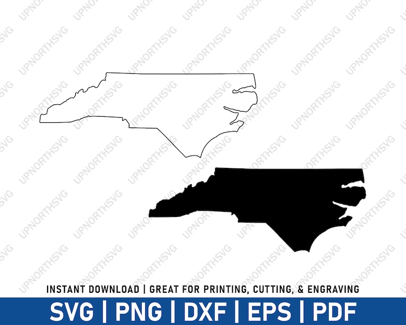 North Carolina Outline & Silhouette Shape SVG File Simple NC Vector Map ...
