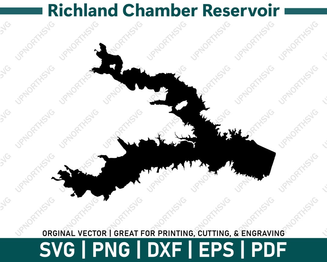 Richland Chamber Reservoir Lake Texas Silhouette | Vector Map Outline ...