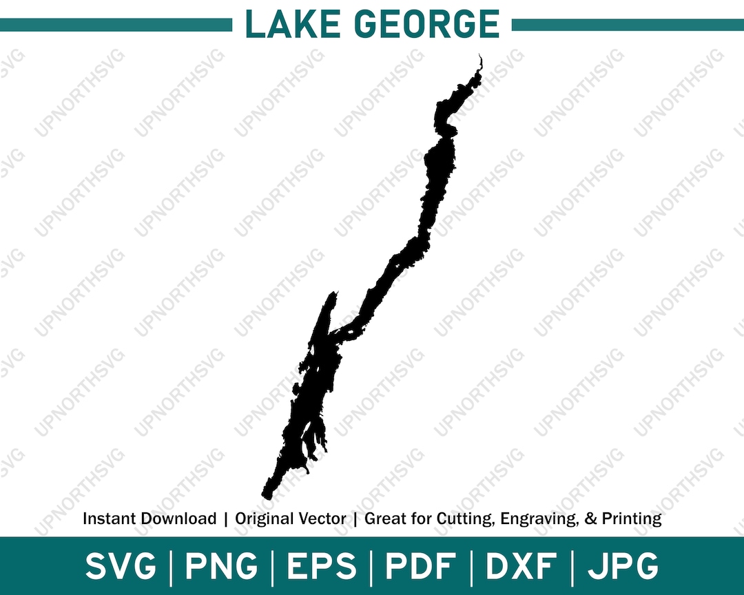 Lake George New York Silhouette Map | SVG Vector Graphic File | Shape ...