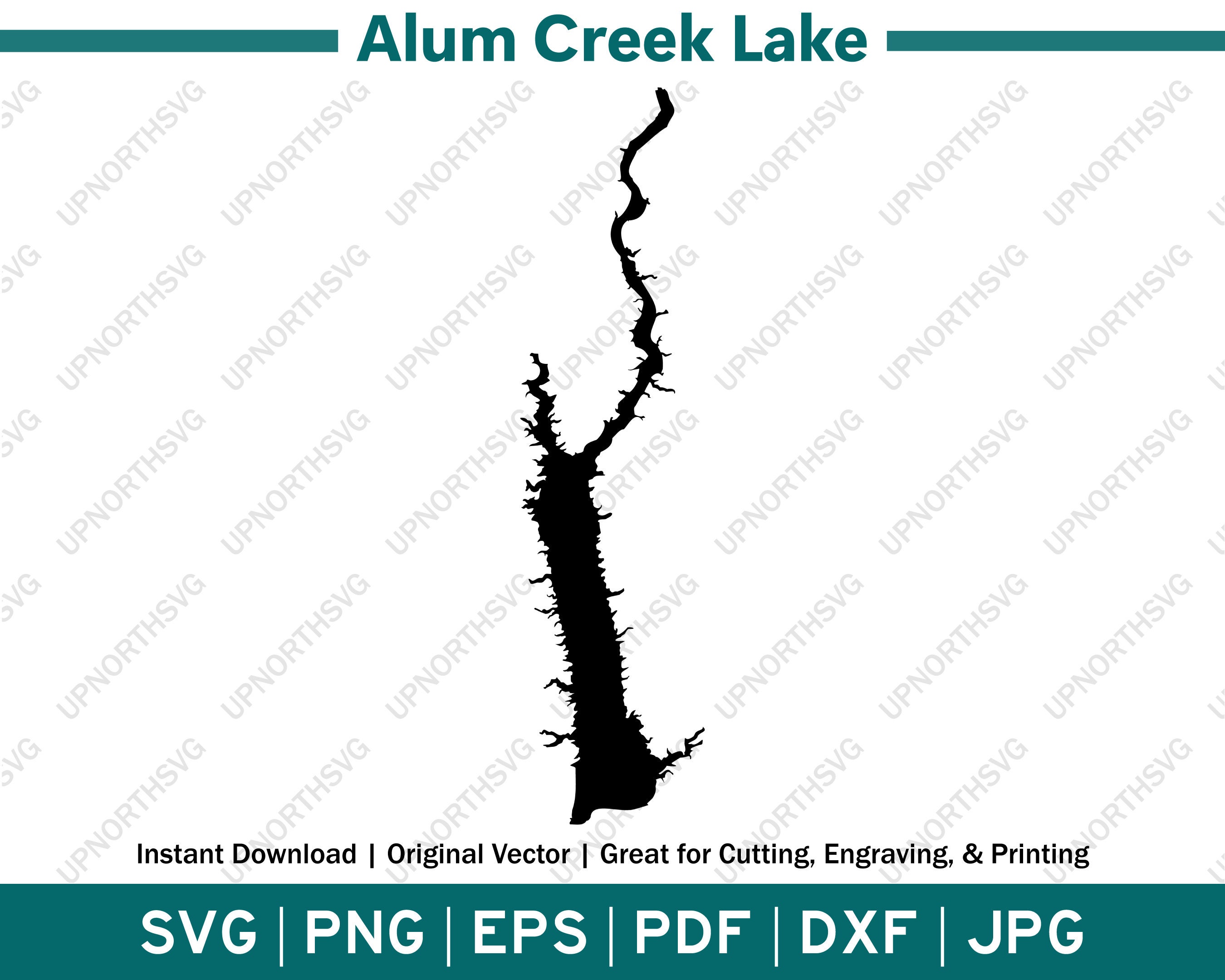Alum Creek Lake Ohio Silhouette Map SVG Vector Graphic File Shape ...