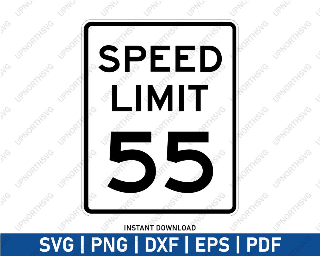 Speed Limit 55 MPH Sign | Vector Graphic Logo Image | Silhouette Road ...