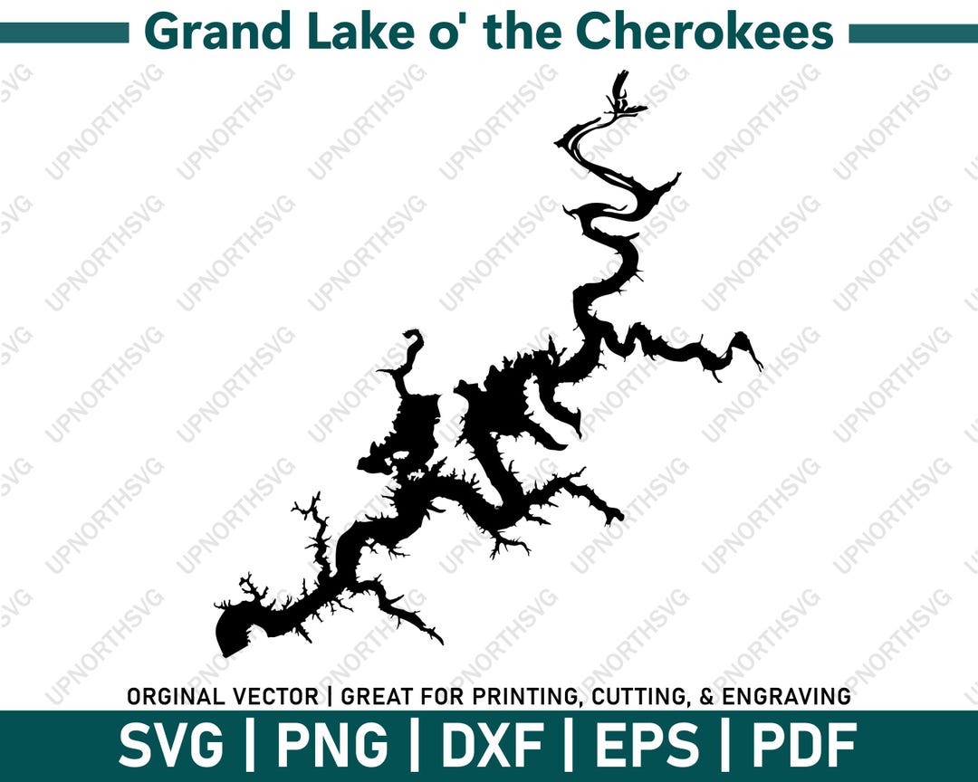 Grand Lake O' the Cherokees SVG Oklahoma Map | Vector Graphic File ...