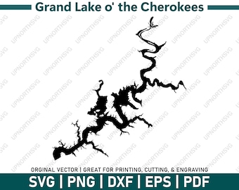 Grand Lake O the Cherokees Map Shape Instant Download EPS SVG DXF Grand ...