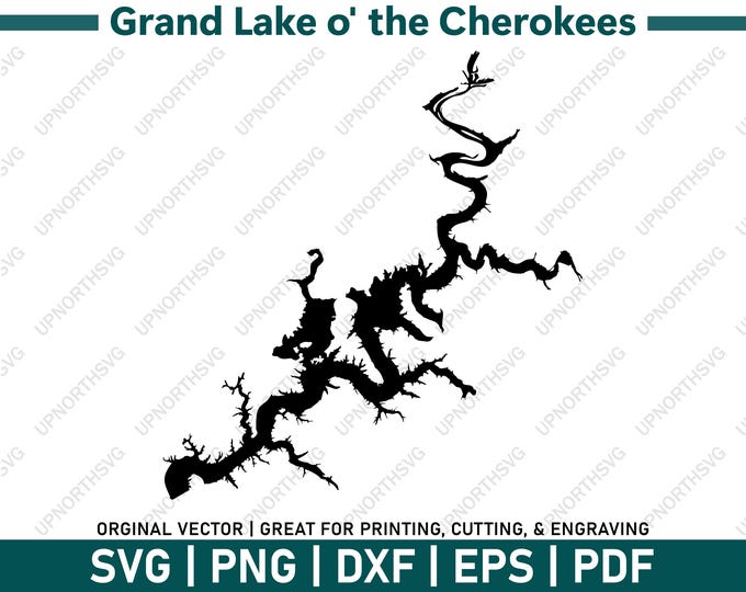 Grand Lake O the Cherokees Map Shape Instant Download EPS SVG DXF Grand ...