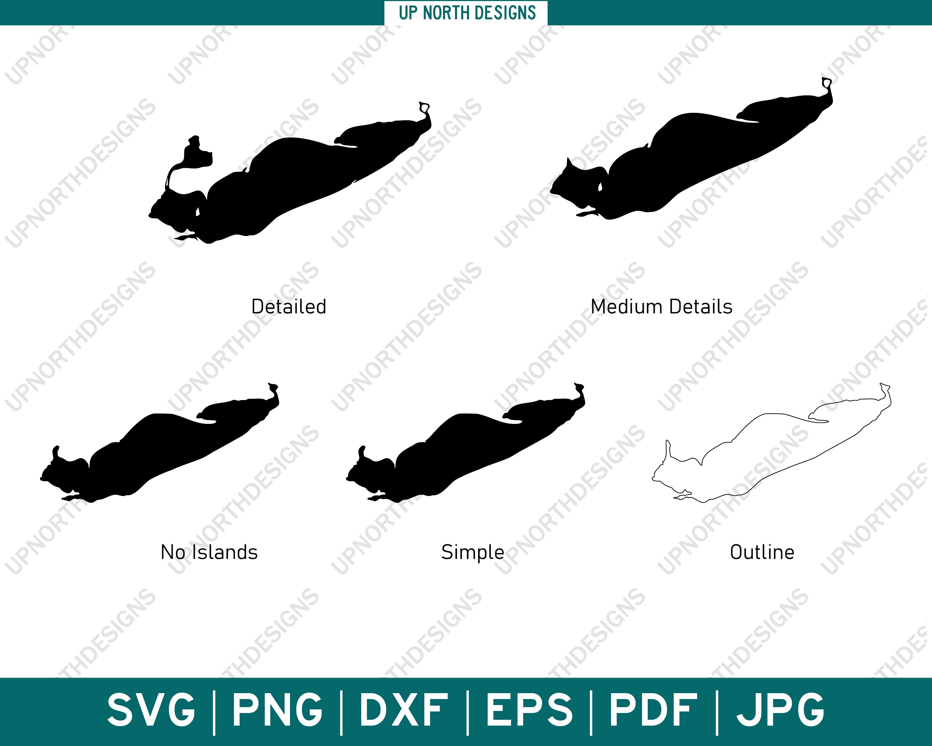 Great Lakes SVG Map Silhouette & Outline Bundle Vector Image Map ...