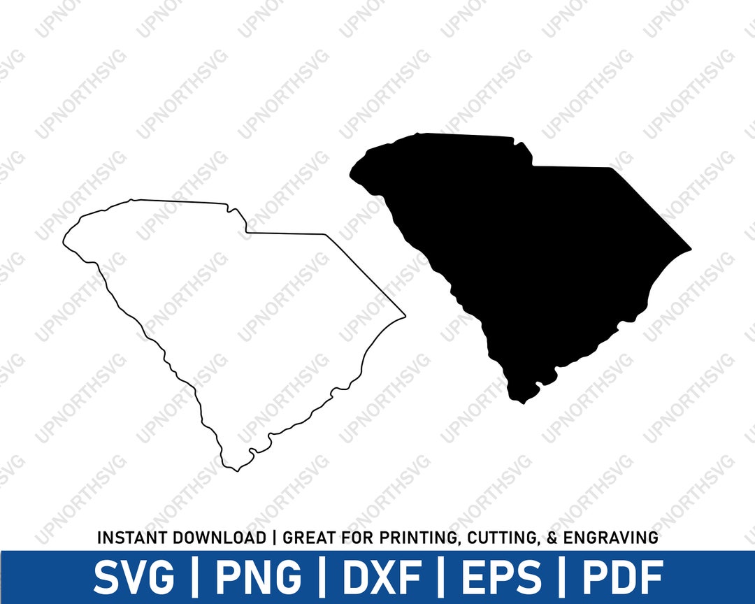 South Carolina Outline & Silhouette Shape SVG File | Simple SC Vector ...
