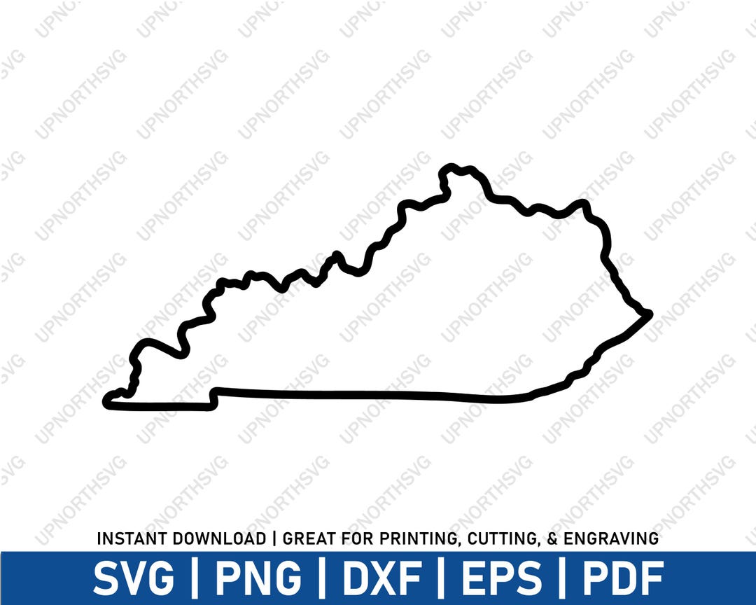Simple Kentucky Wide Border Outline Svg | KY Vector Map | USA State ...