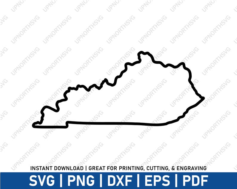 Simple Kentucky Wide Border Outline Svg KY Vector Map USA State Outline ...