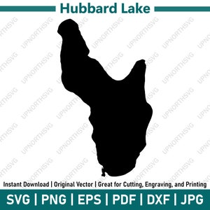 Hubbard Lake Michigan Silhouette Map | SVG Vector Graphic File | Shape ...