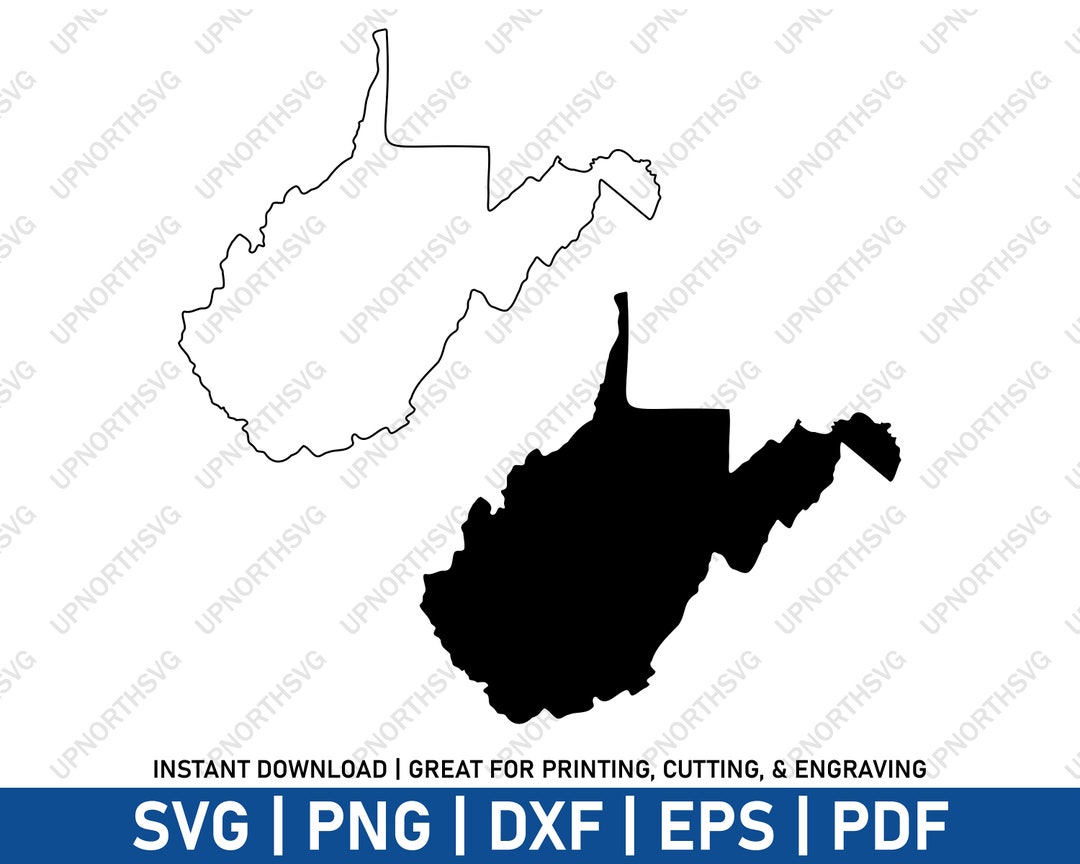 West Virginia Outline & Silhouette Shape Svg File | WV Vector Map | USA ...