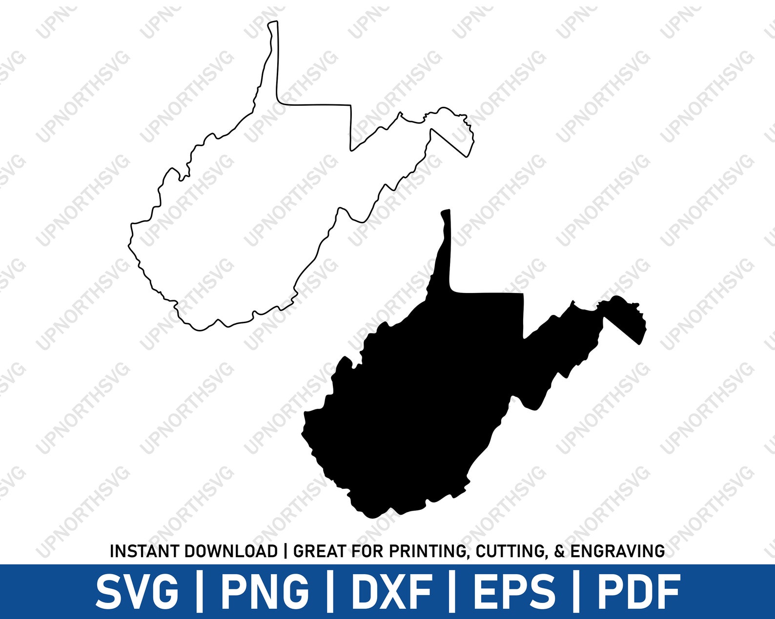 West Virginia Outline & Silhouette Shape Svg File | WV Vector Map | USA ...