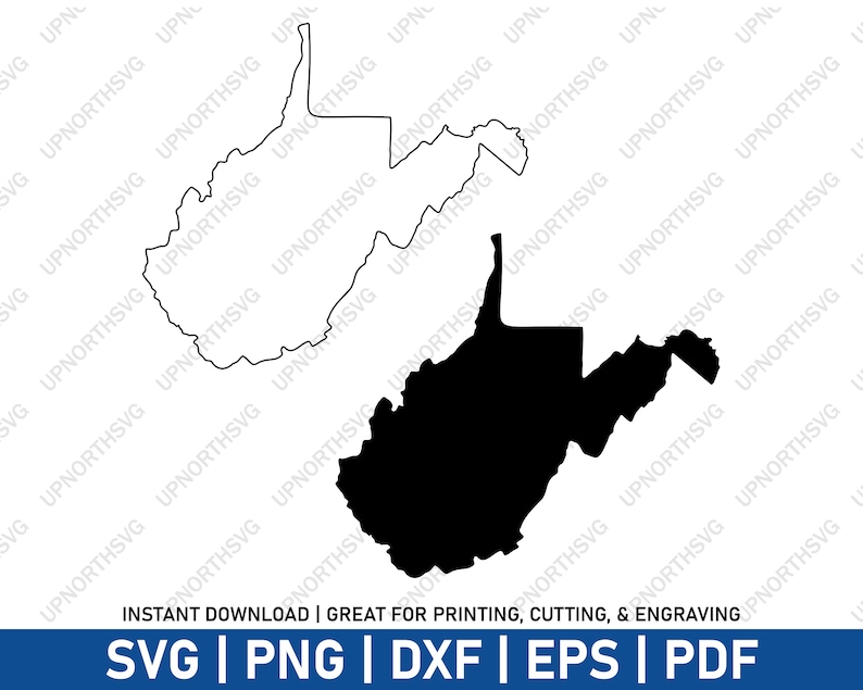 West Virginia Outline & Silhouette Shape Svg File | WV Vector Map | USA ...