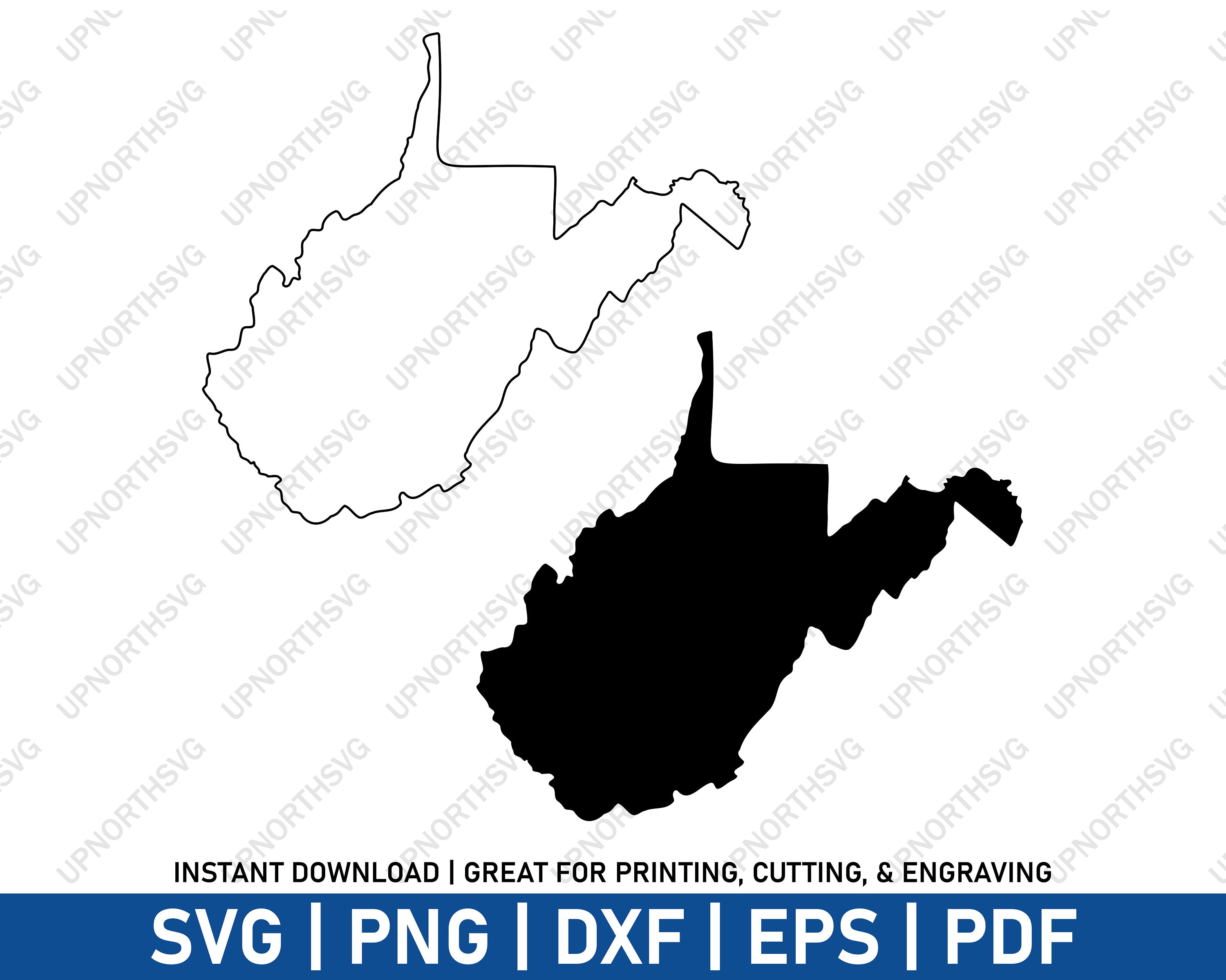 West Virginia Outline & Silhouette Shape Svg File | WV Vector Map | USA ...