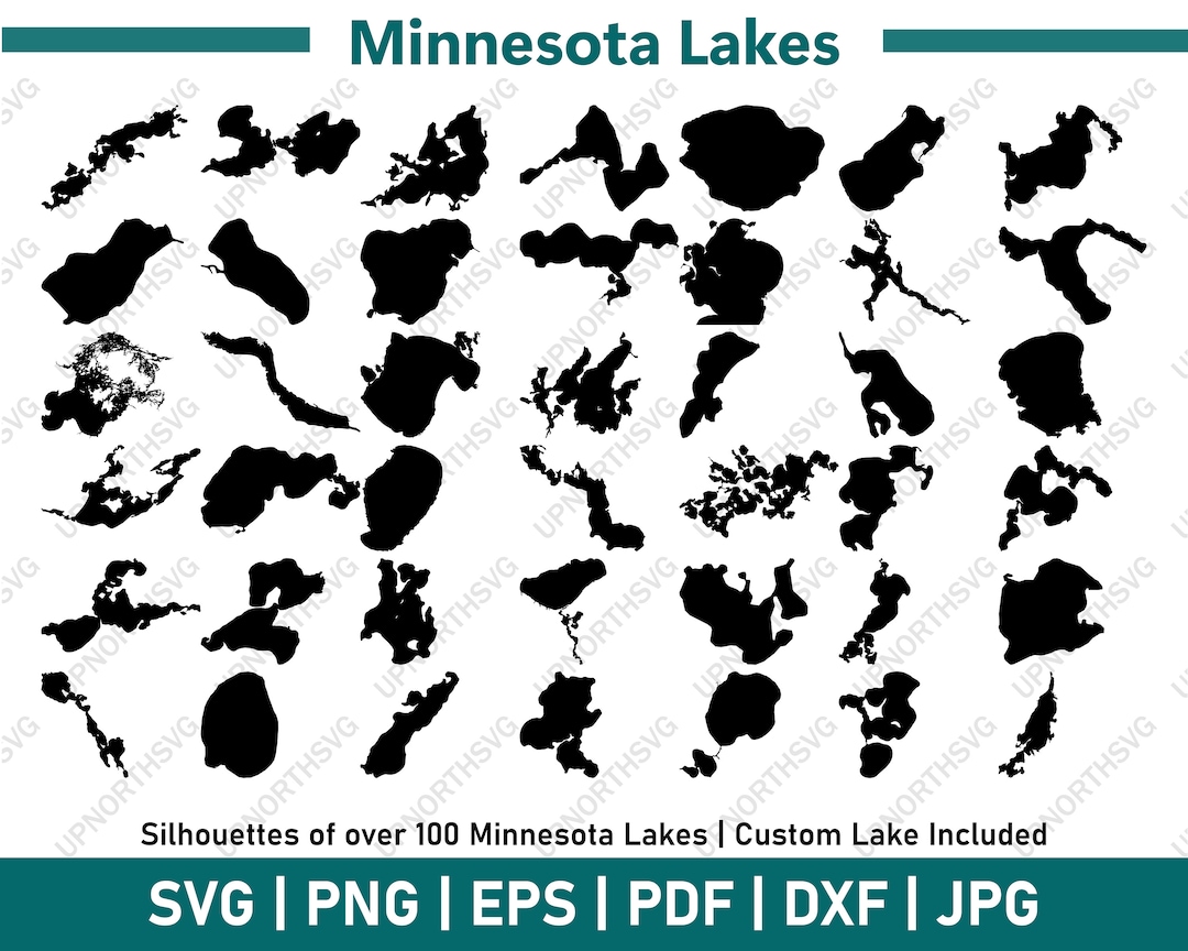 Minnesota Lake Silhouette Map Bundle | Custom SVG Vector Graphic File ...