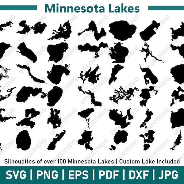 8 Montana Lake Silhouette & Outline Map Bundle Vector Image Map ...