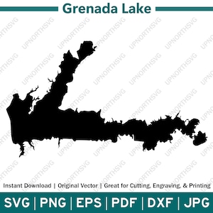Grenada Lake Mississippi Silhouette Map | SVG Vector Graphic File ...