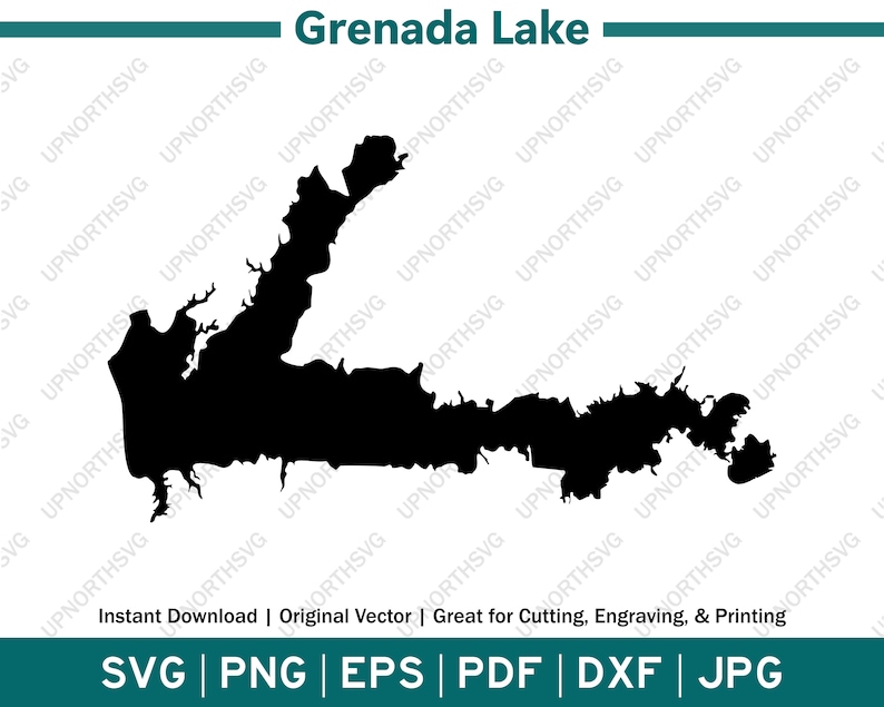 Grenada Lake Mississippi Silhouette Map SVG Vector Graphic File Shape ...