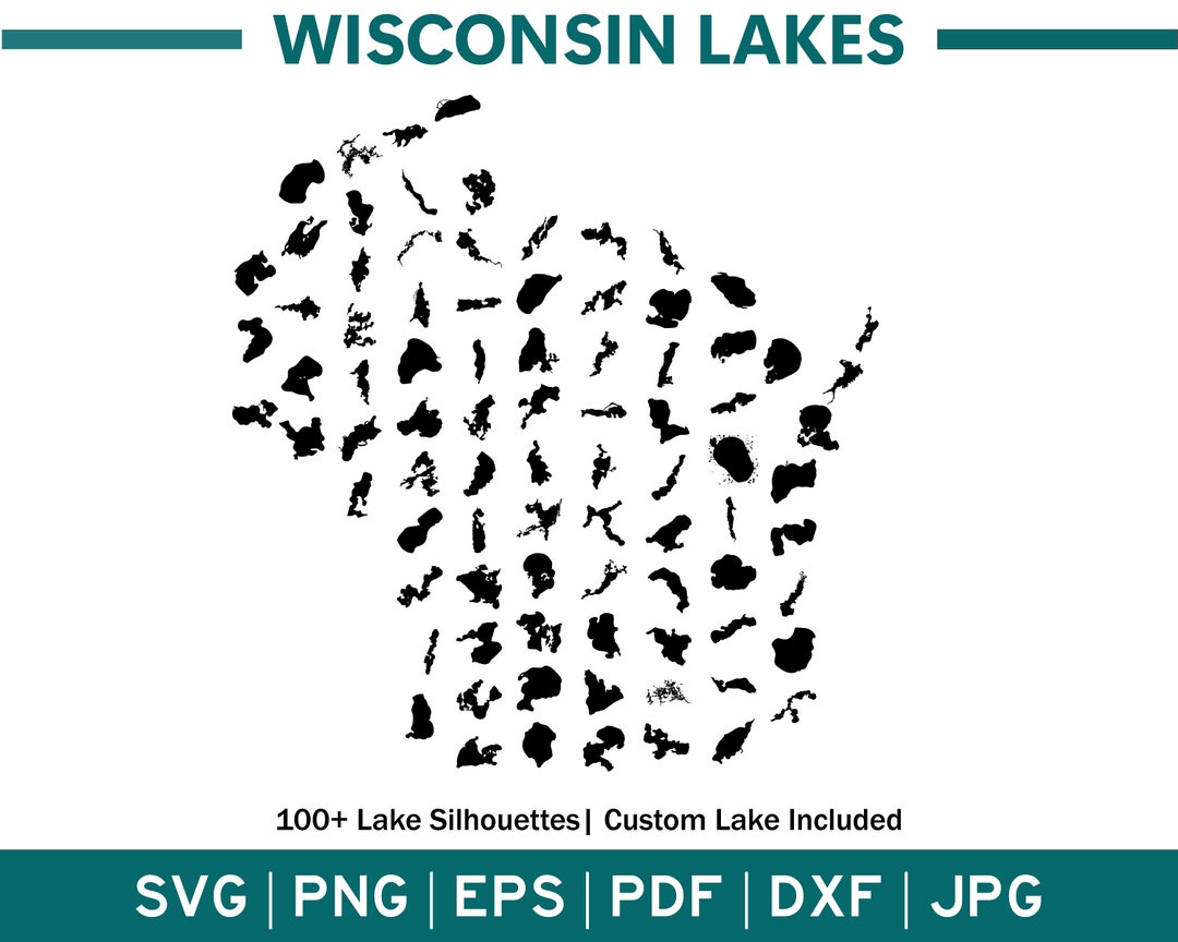 Wisconsin Lake Silhouette Map Bundle | Custom SVG Vector Graphic File ...