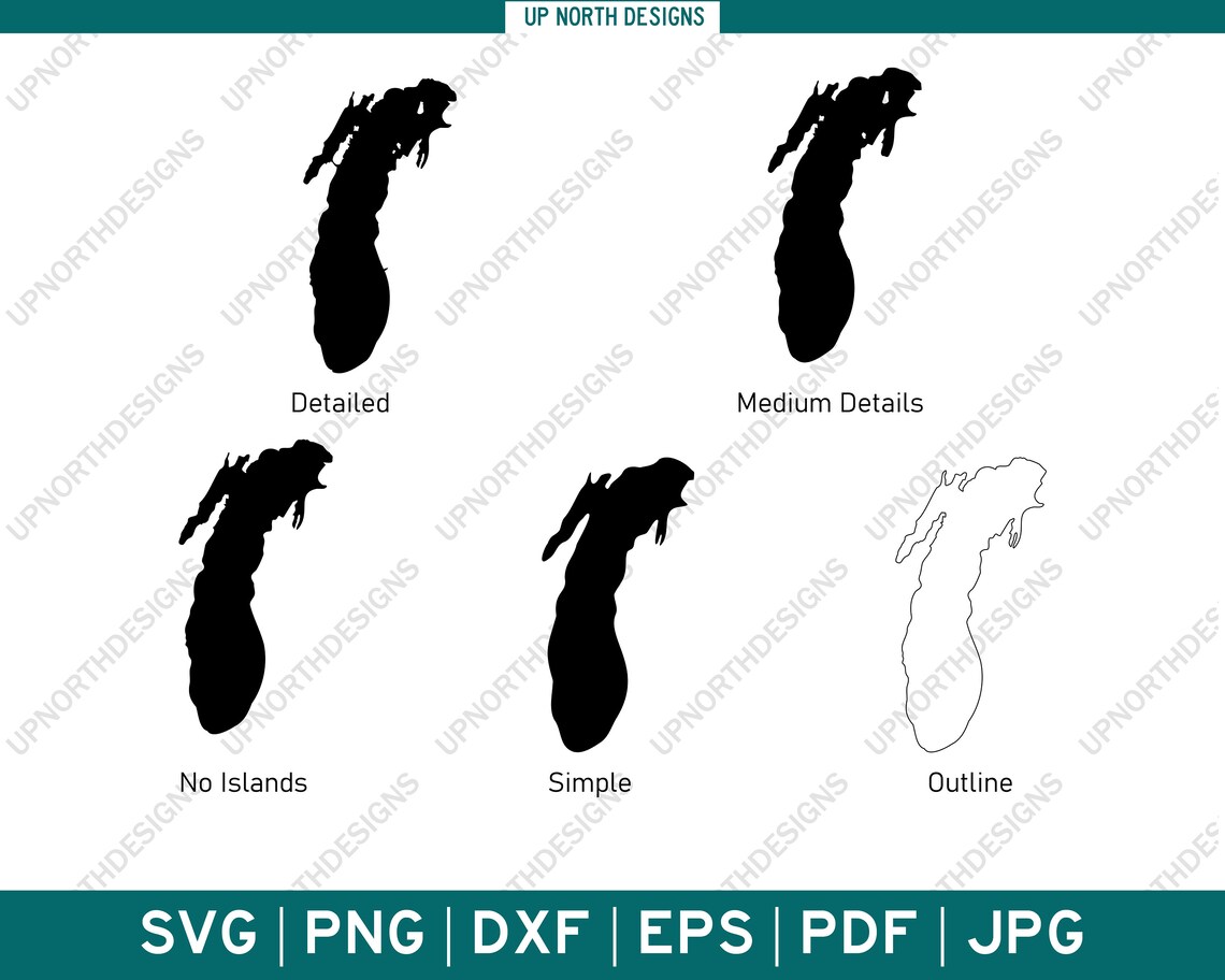 Great Lakes SVG Map Silhouette & Outline Bundle | Vector Image Map ...