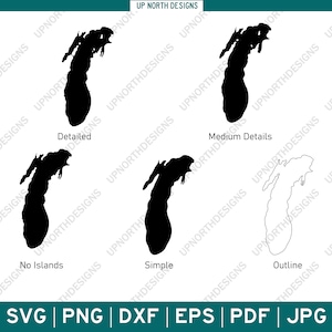 Great Lakes SVG Map Silhouette & Outline Bundle | Vector Image Map ...