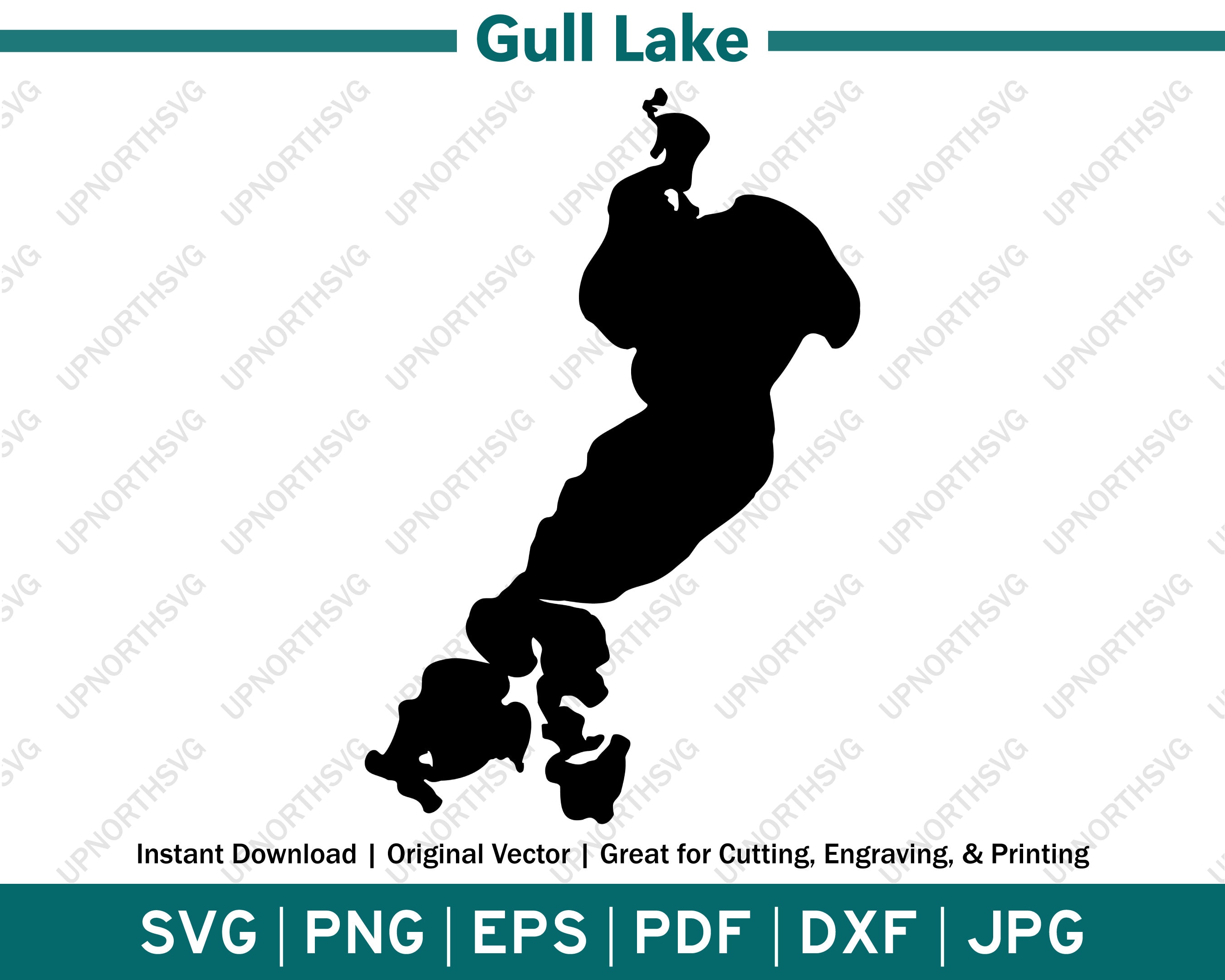 Gull Lake Minnesota Silhouette Map SVG Vector Graphic File Shape ...