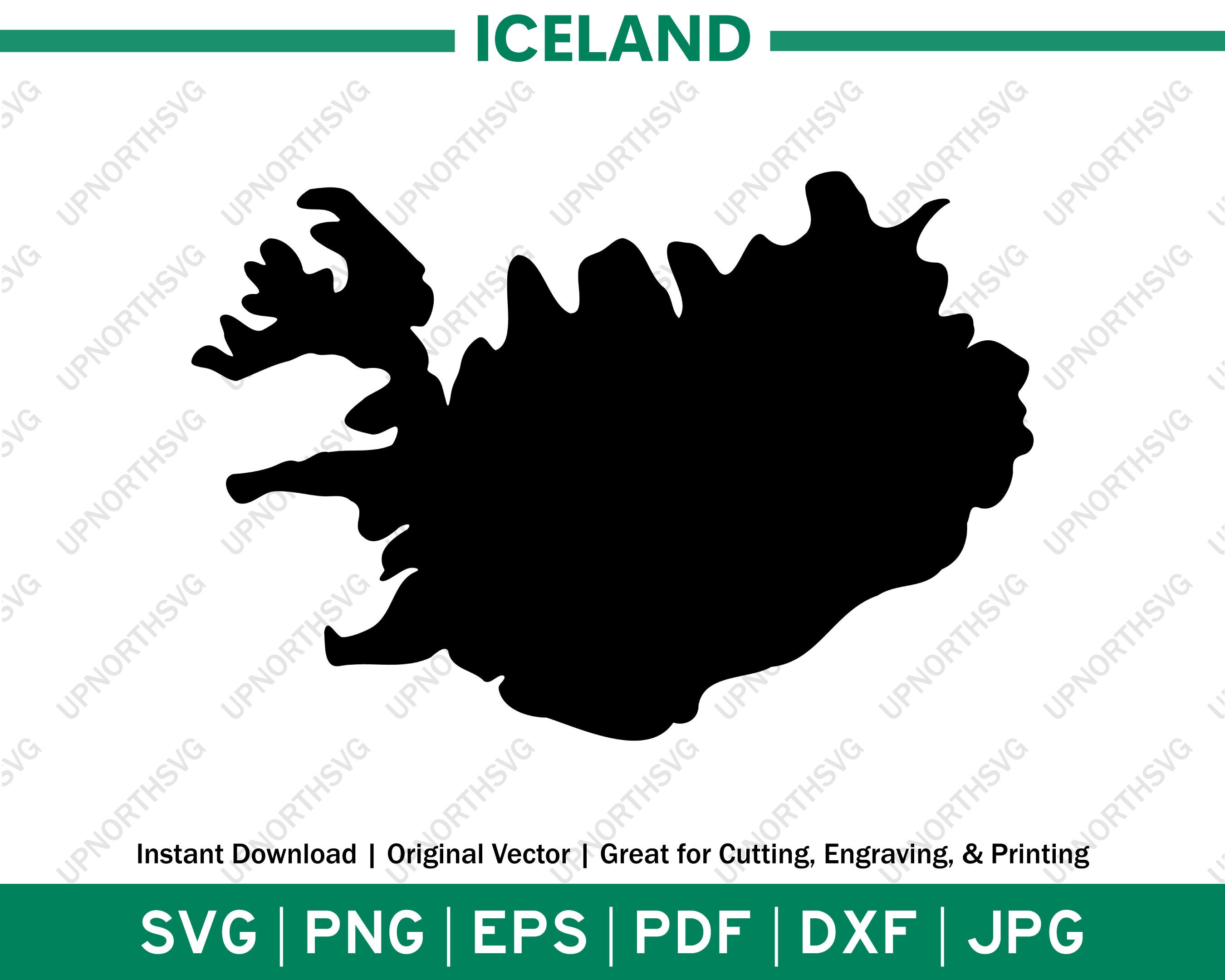 Iceland Silhouette Map SVG Vector Graphic File Shape Outline Image Cut ...
