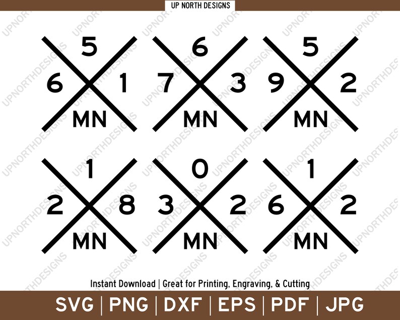 Minnesota Area Code Icon Collection SVG | 651, 763, 952, 218, 302, 612 ...
