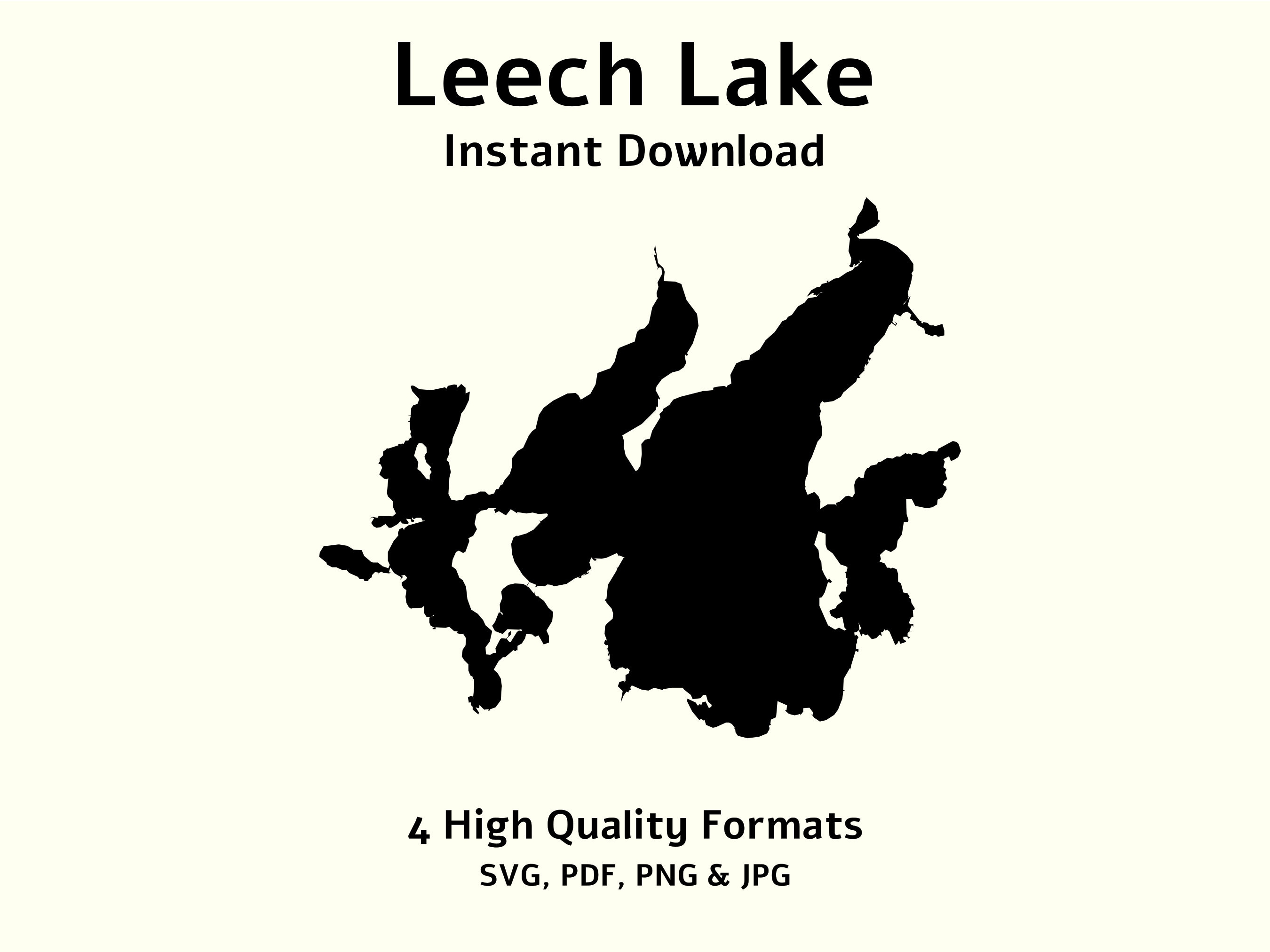Leech Lake Map Shape Outline SVG Perfect for Cutting Pdf, Png, Jpg - Etsy