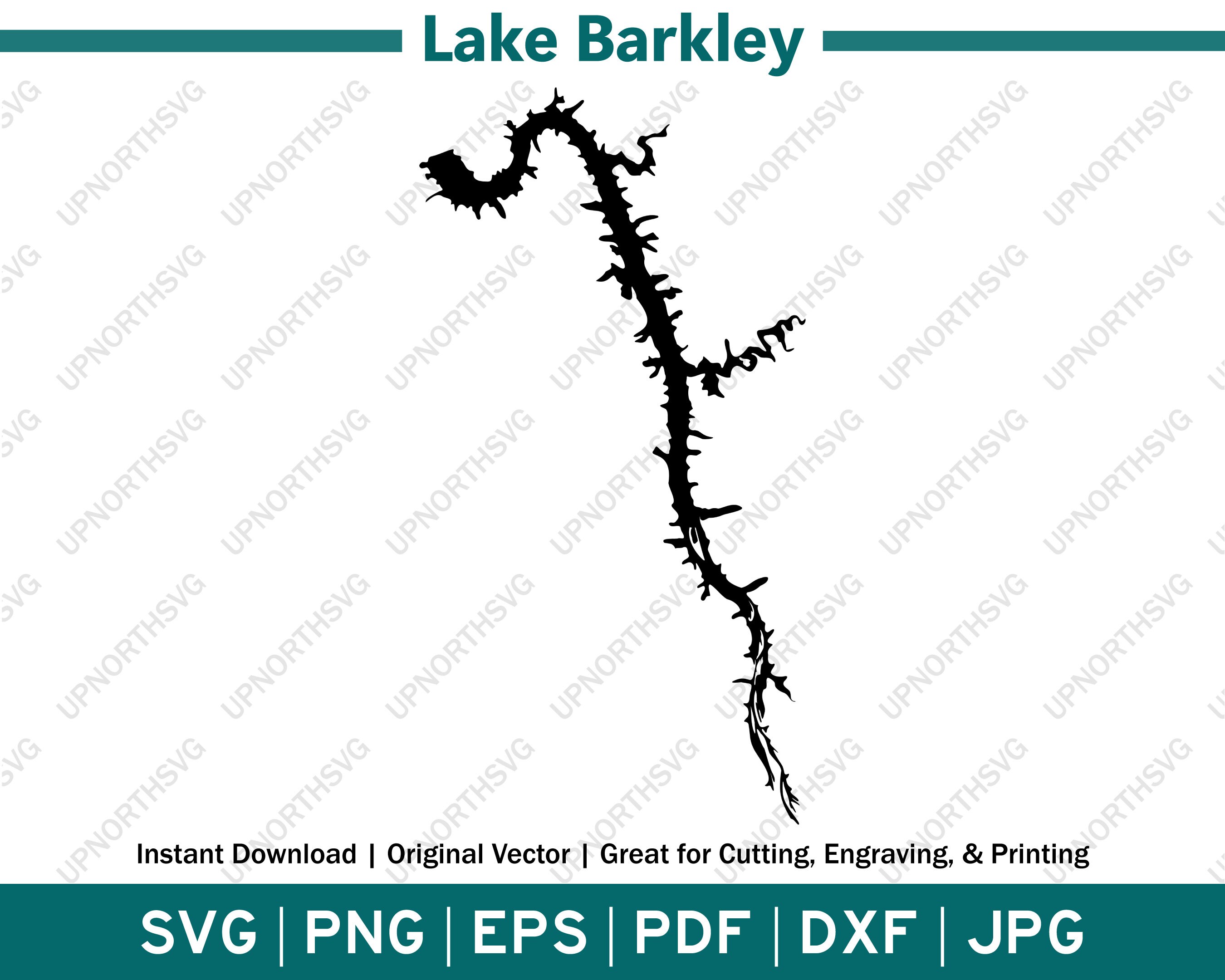 Lake Barkley Kentucky Silhouette Map SVG Vector Graphic File Shape ...