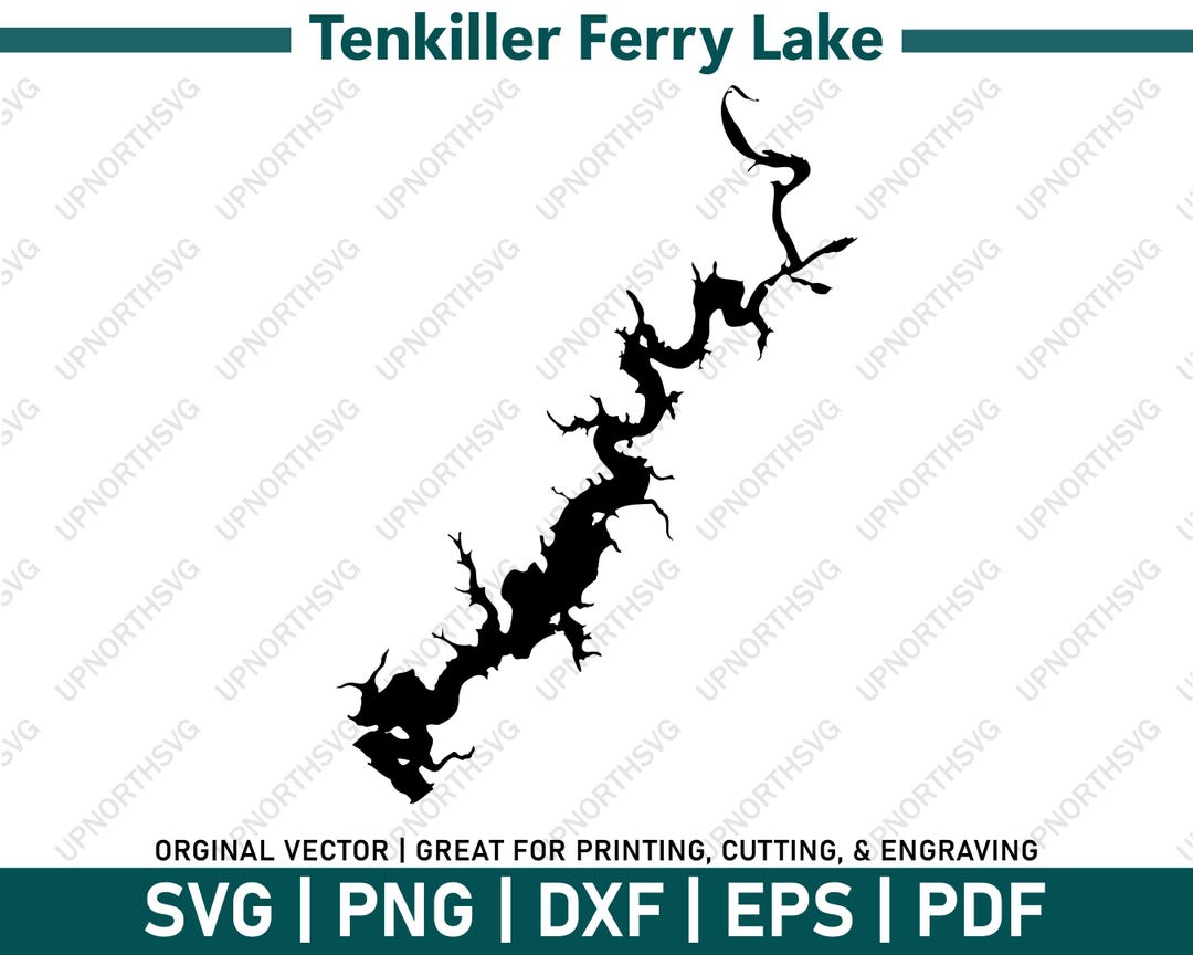 Tenkiller Ferry Lake SVG Oklahoma | Lake Map | Vector Graphic File ...