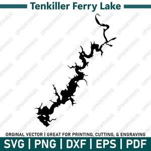 Tenkiller Ferry Lake SVG Oklahoma | Lake Map | Vector Graphic File ...