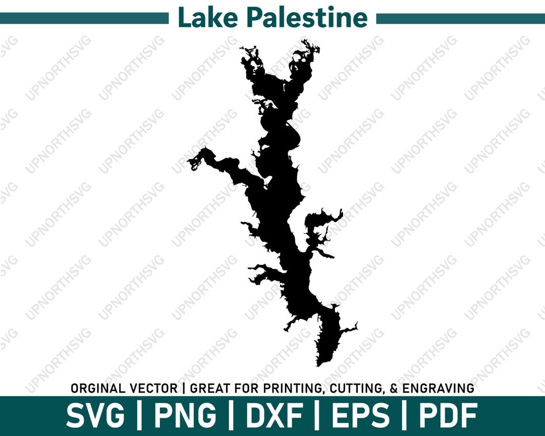 Lake Palestine Texas SVG Map Silhouette | Vector Graphic File | Shape ...
